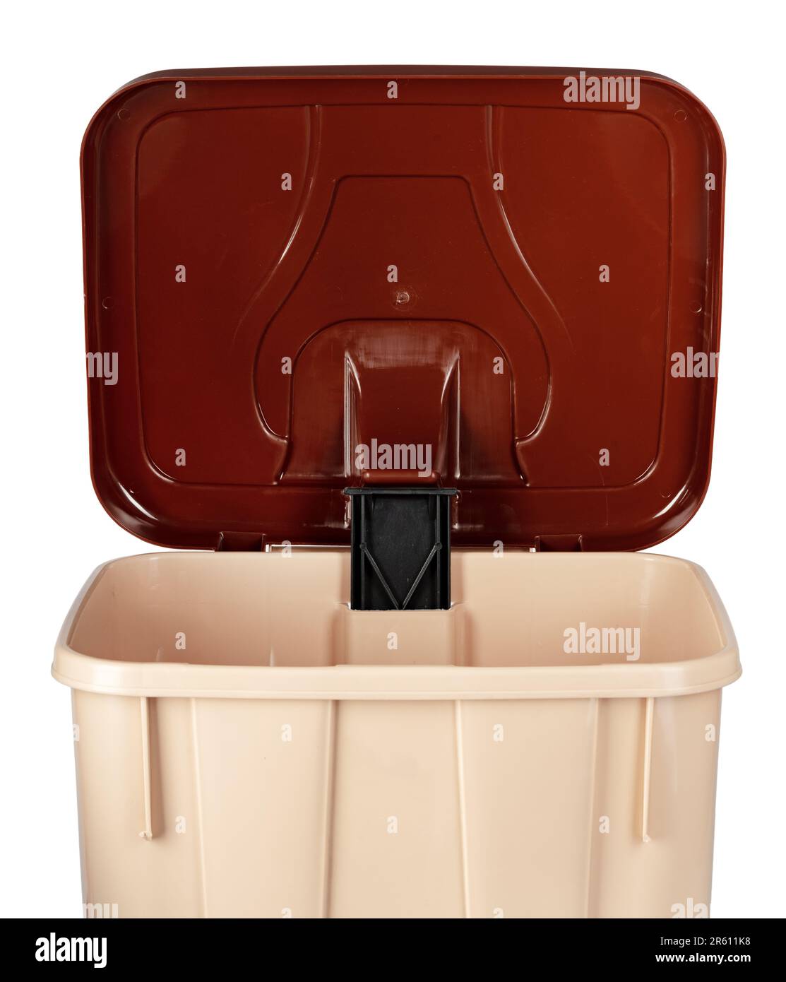 Beige plastic waste bin isolated on white Stock Photo - Alamy