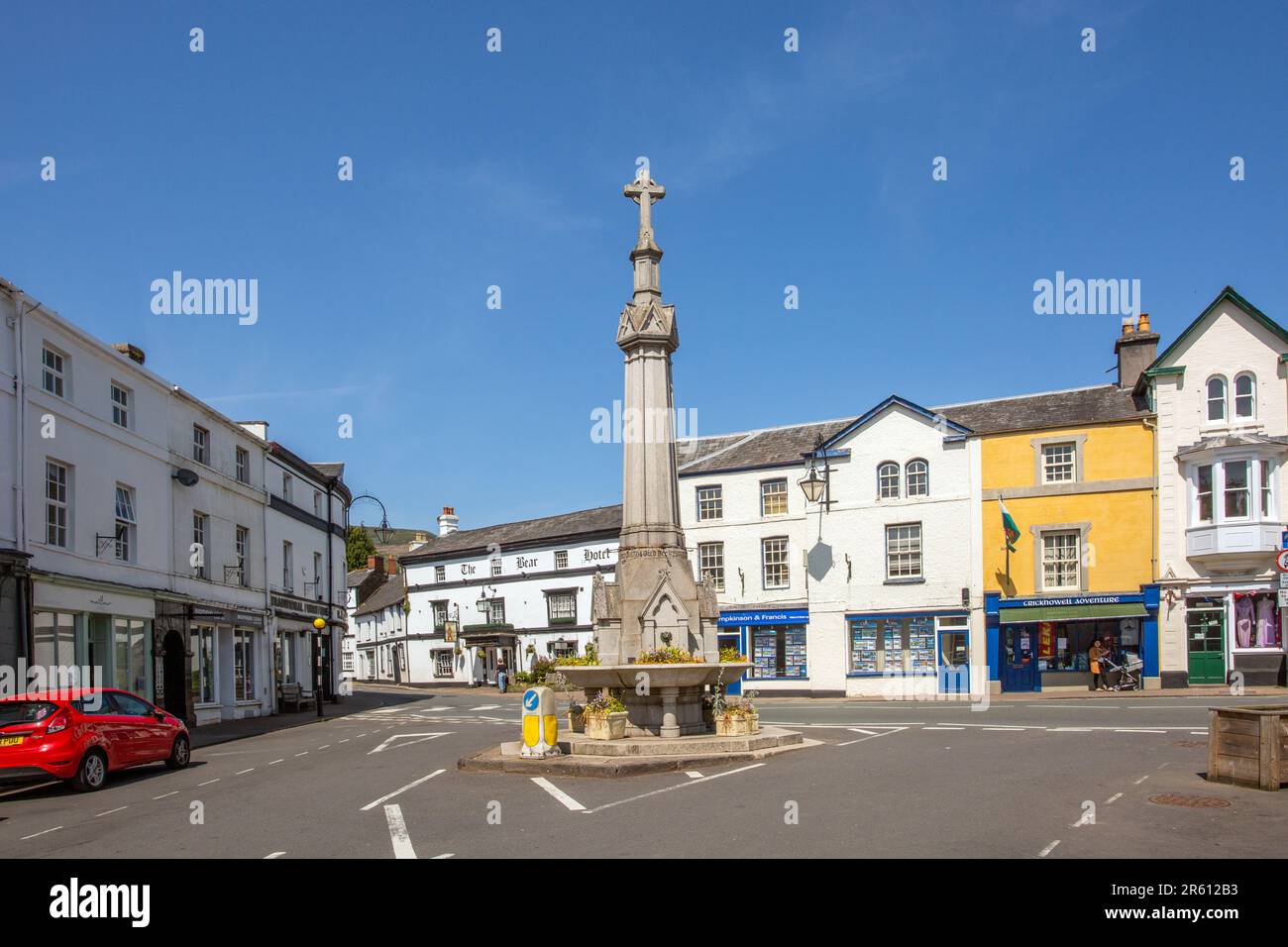 The war memorial in the market place in the South Wales market town of ...