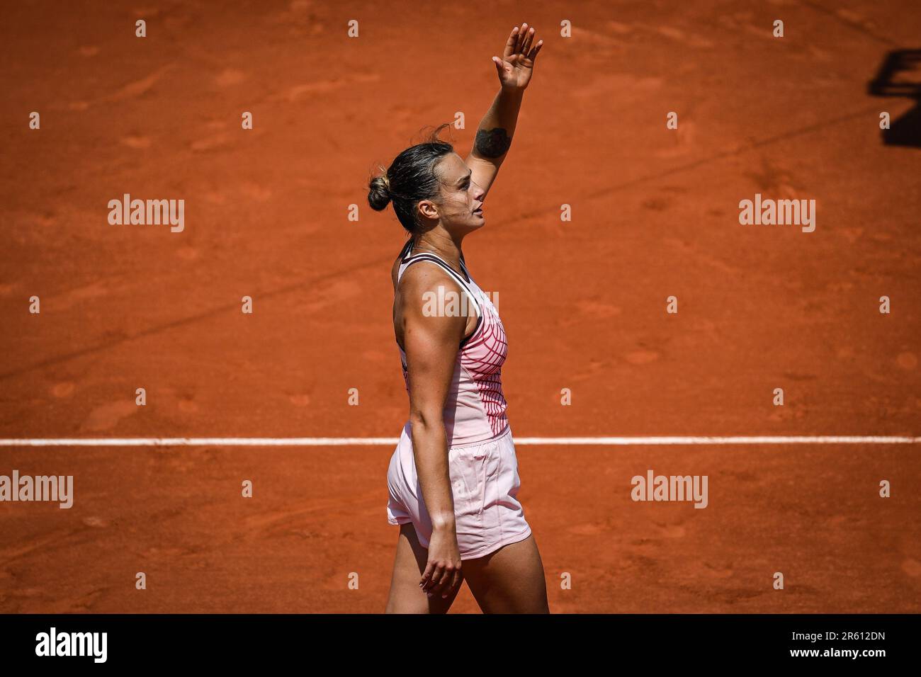 Aryna SABALENKA of Belarus celebrates his victory during the tenth day ...