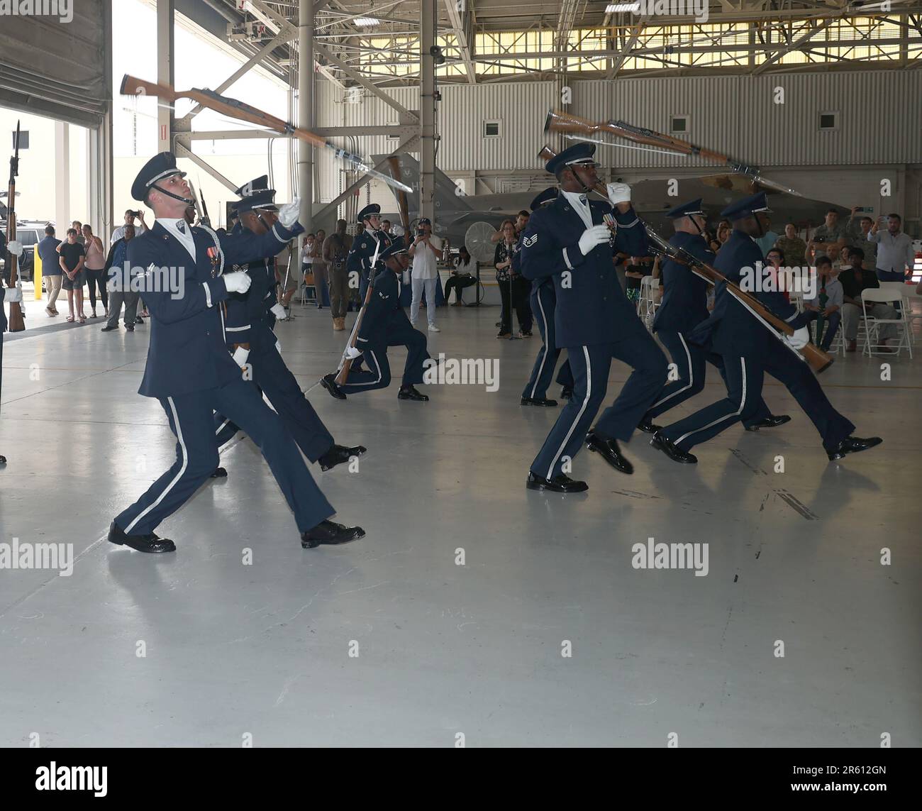 The USAF Honor Guard Drill Team participating in Media Day for the ...