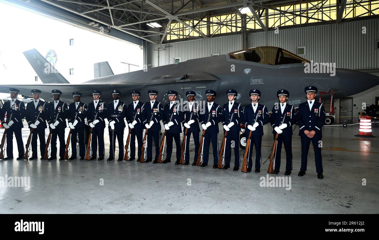 The USAF Honor Guard Drill Team participating in Media Day for the ...