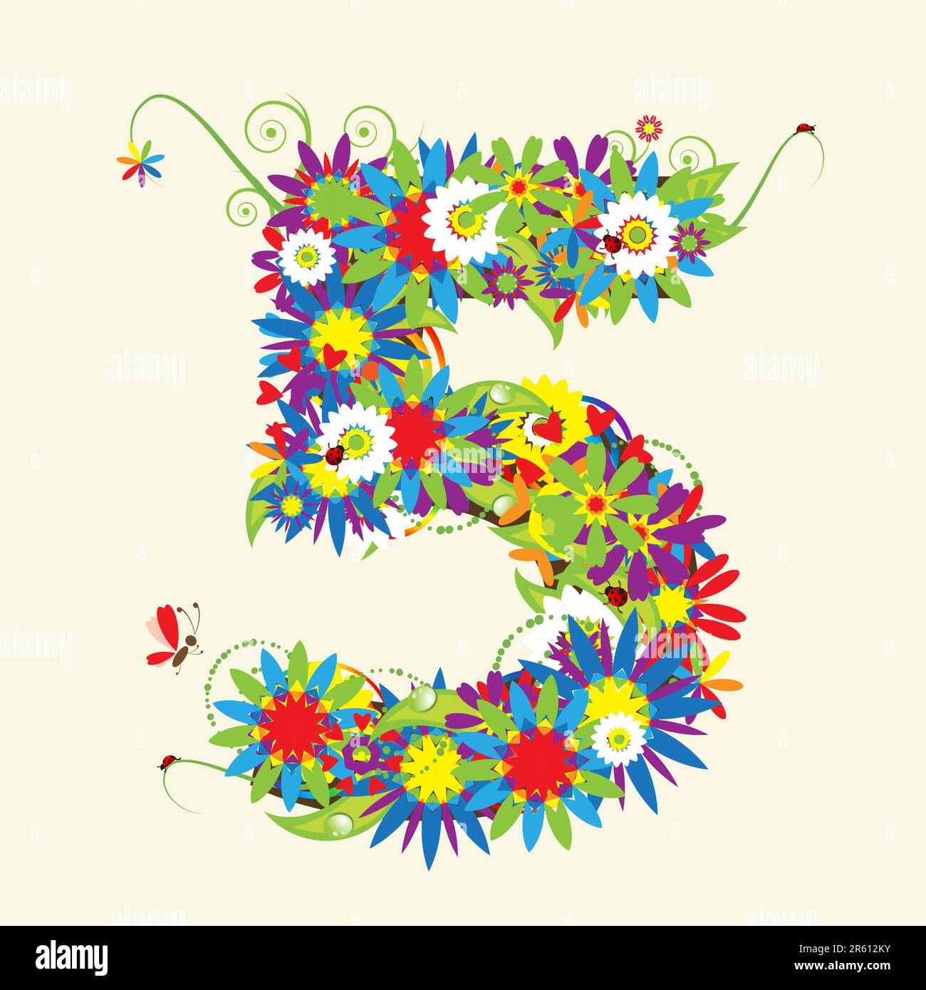 Numbers, floral design. See also numbers in my gallery Stock Vector ...