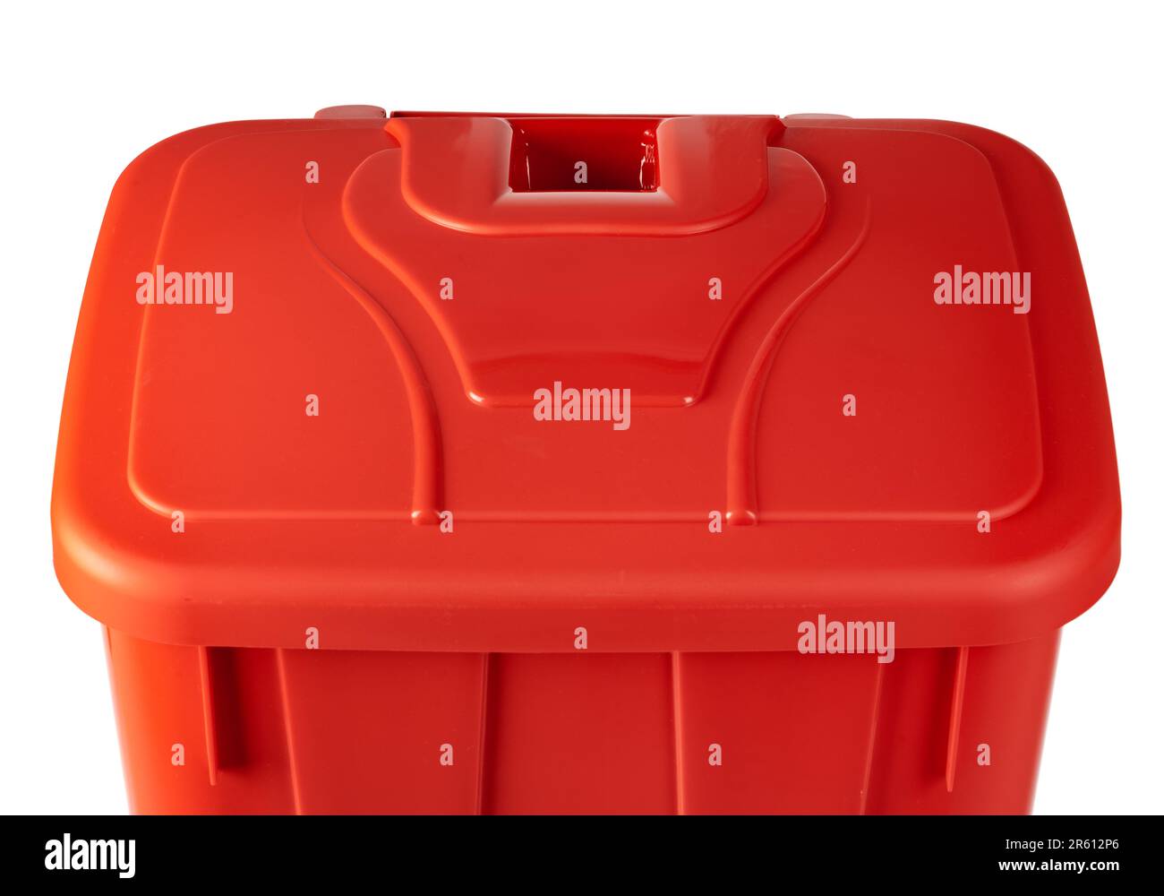 A red recycle bin isolated on white background Stock Photo - Alamy