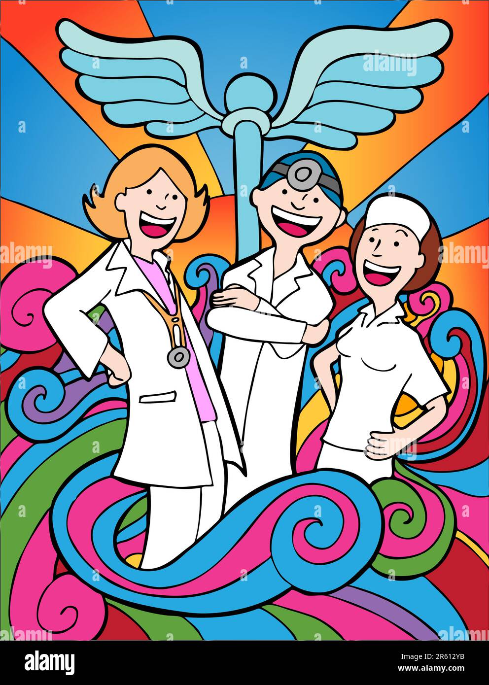 Team of healthcare professionals with colorful background Stock Vector ...