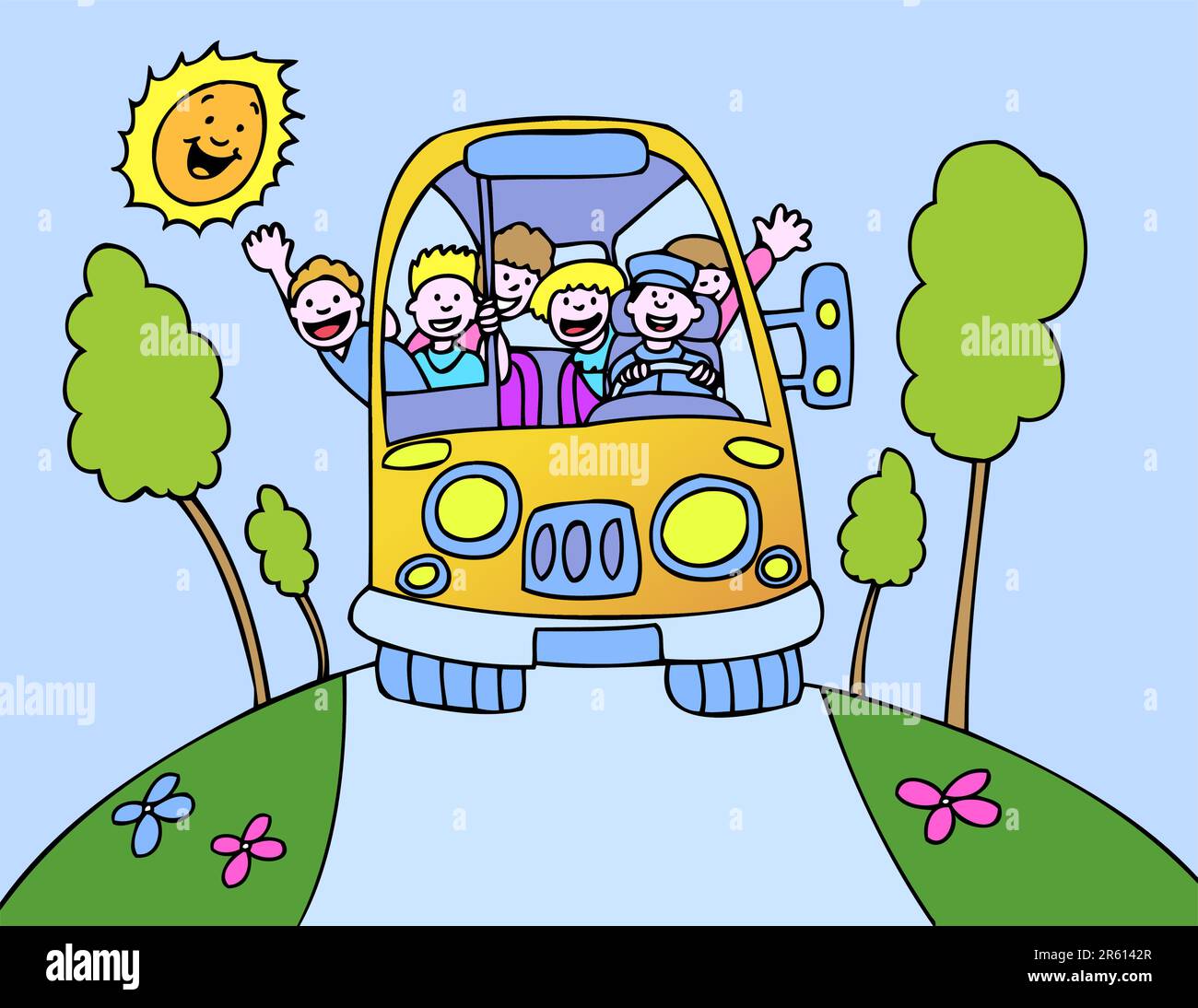 People taking a fun bus ride on a beautiful day Stock Vector Image ...