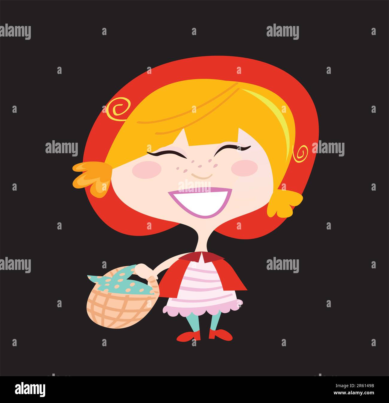 Little Red Riding Hood. Vector Illustration. Isolated on black ...