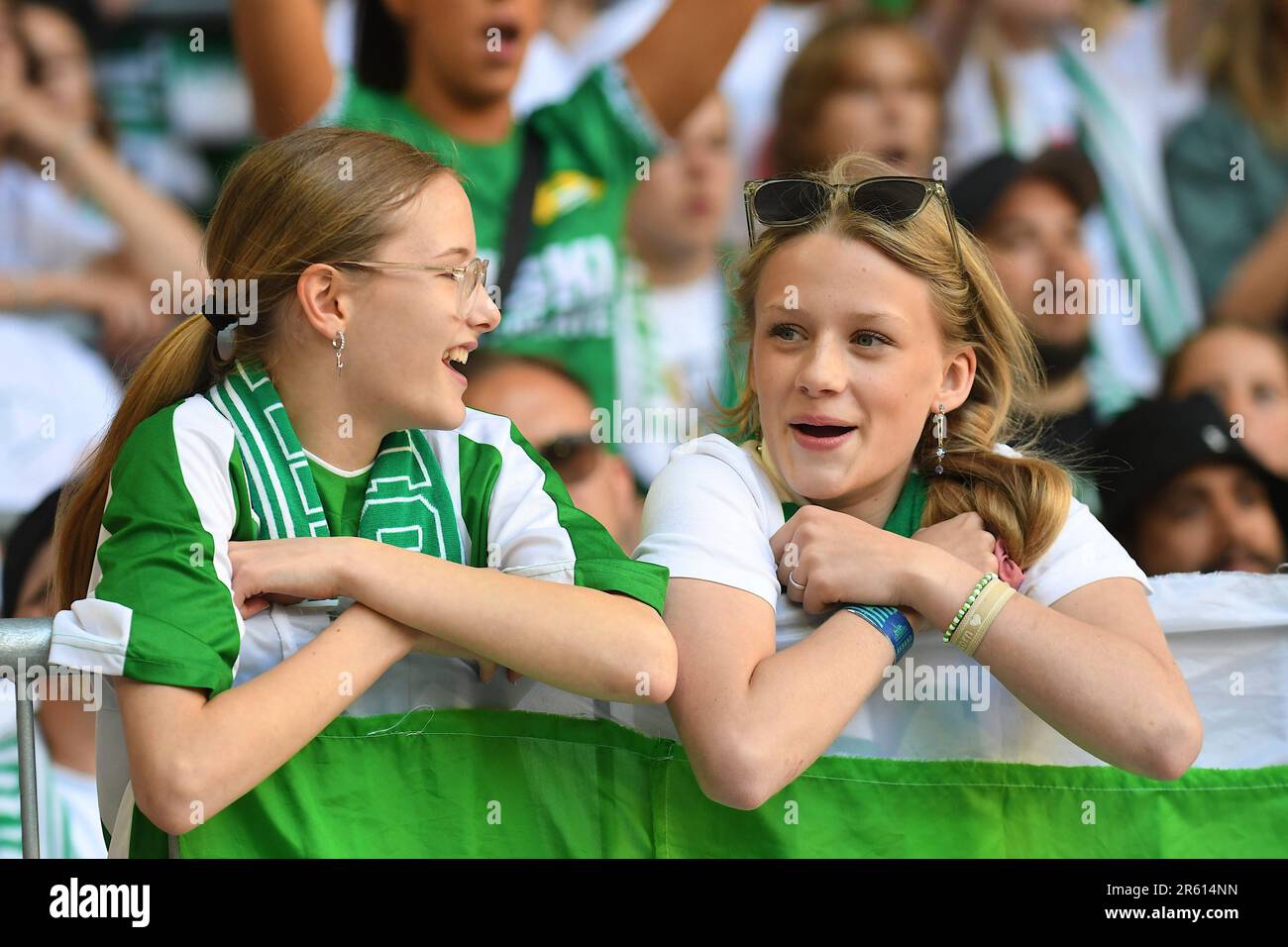 Stockholm, Sweden, June 6th 2023: Young Hammarby supporters during the ...