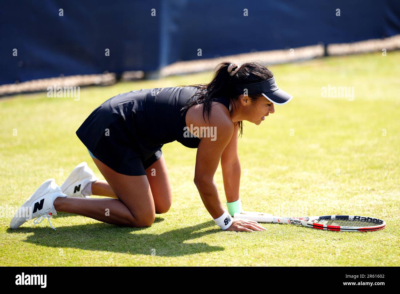 Great Britain's Heather Watson appears to fall to the ground during the ...