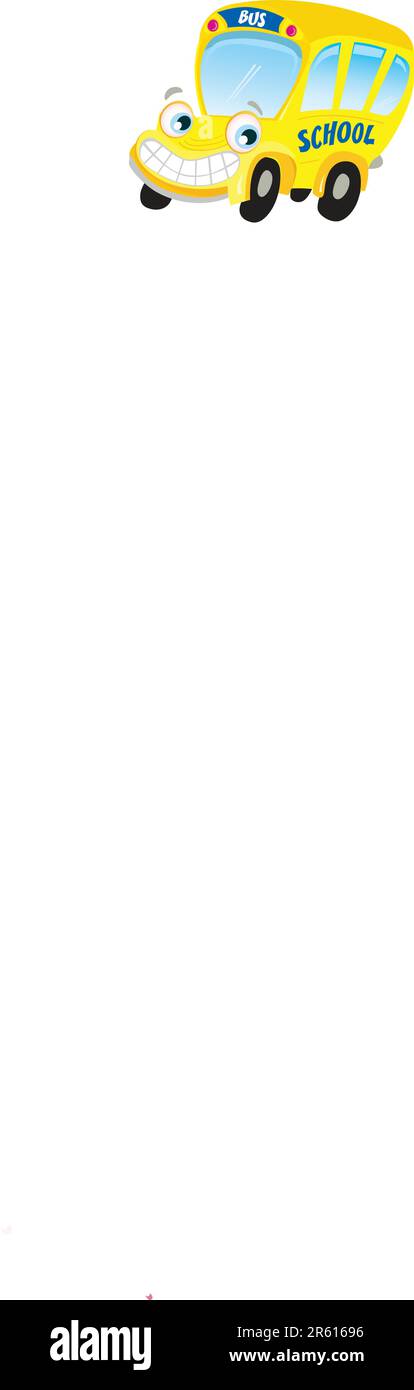 Funny yellow school bus isolated on white background. Vector ...