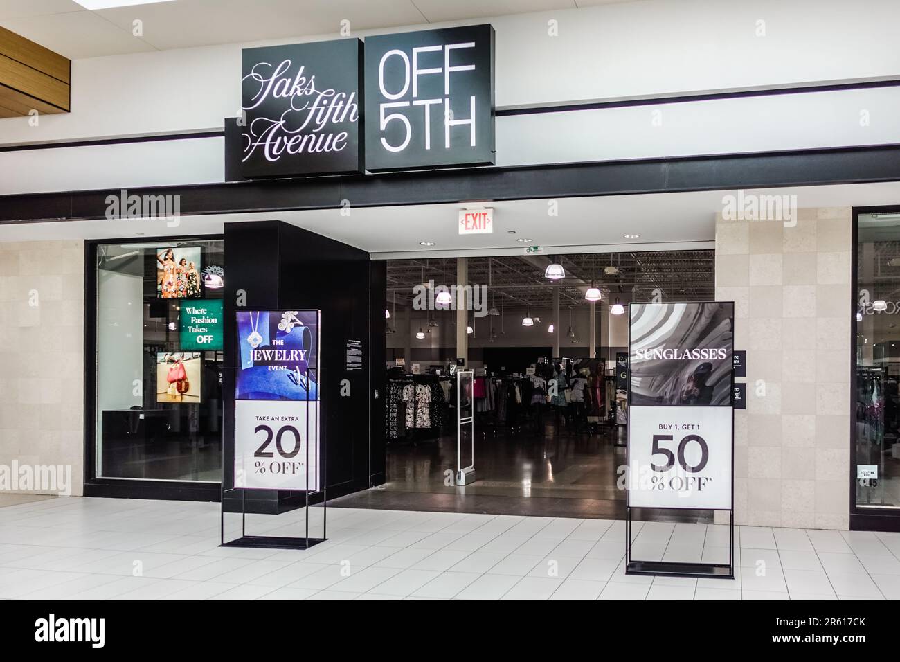 saks fifth avenue store front inside a mall USA Stock Photo - Alamy