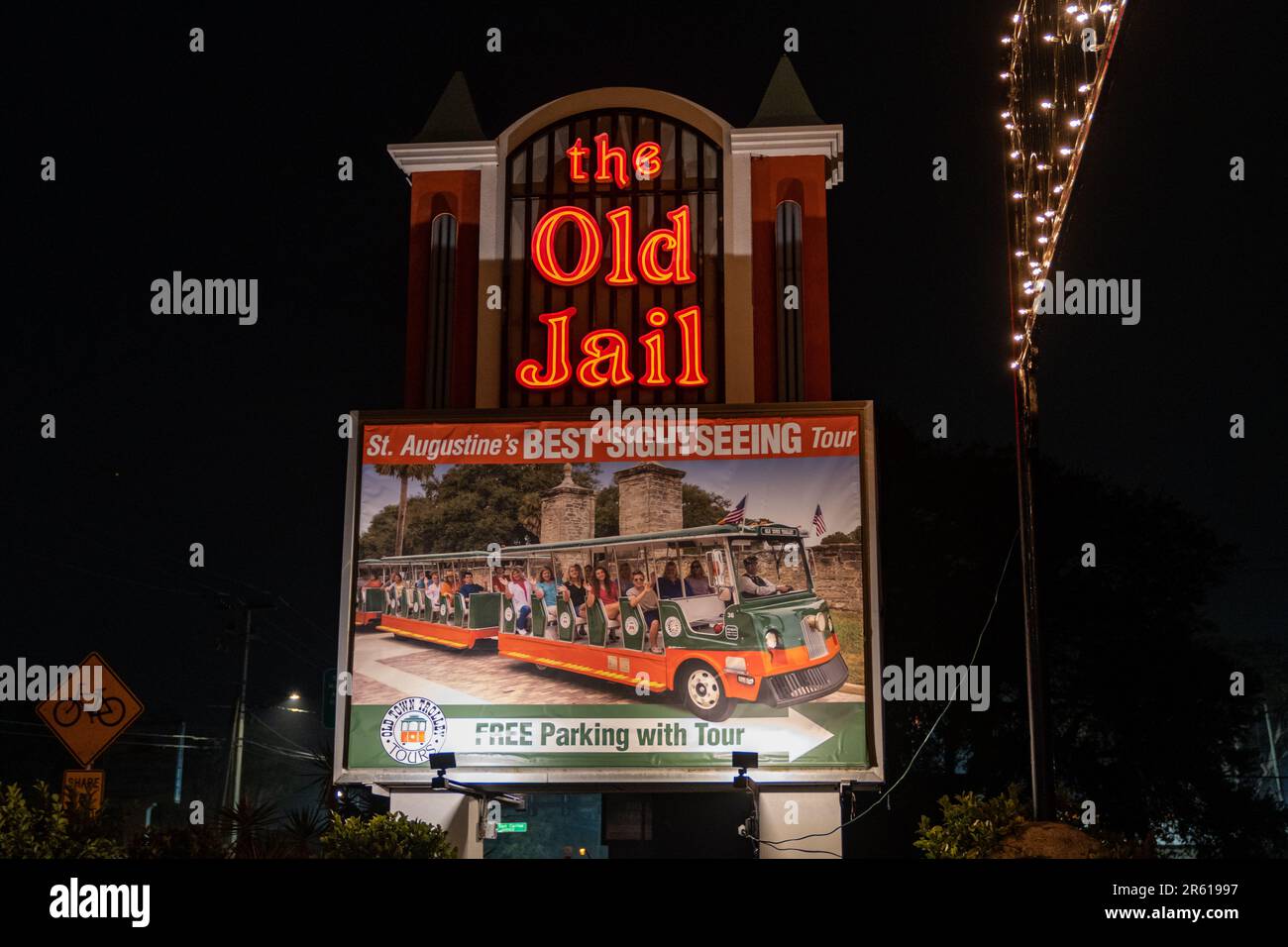 St. Augustine, Florida - December 31, 2022: Neon sign at night for The ...
