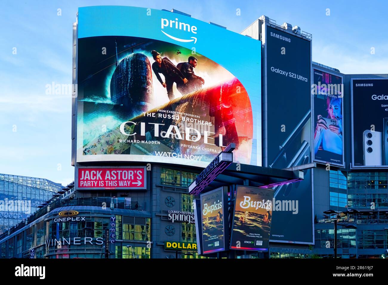 Toronto, Canada - May 13, 2023: A collection of sign posts and ...