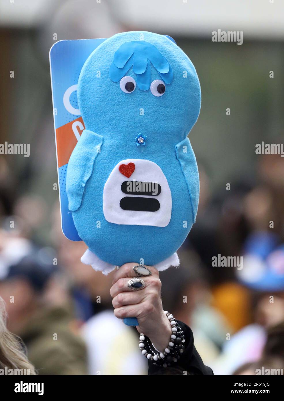 June 6, 2023, New York City, New York, USA: Blue monster symbolizing ...