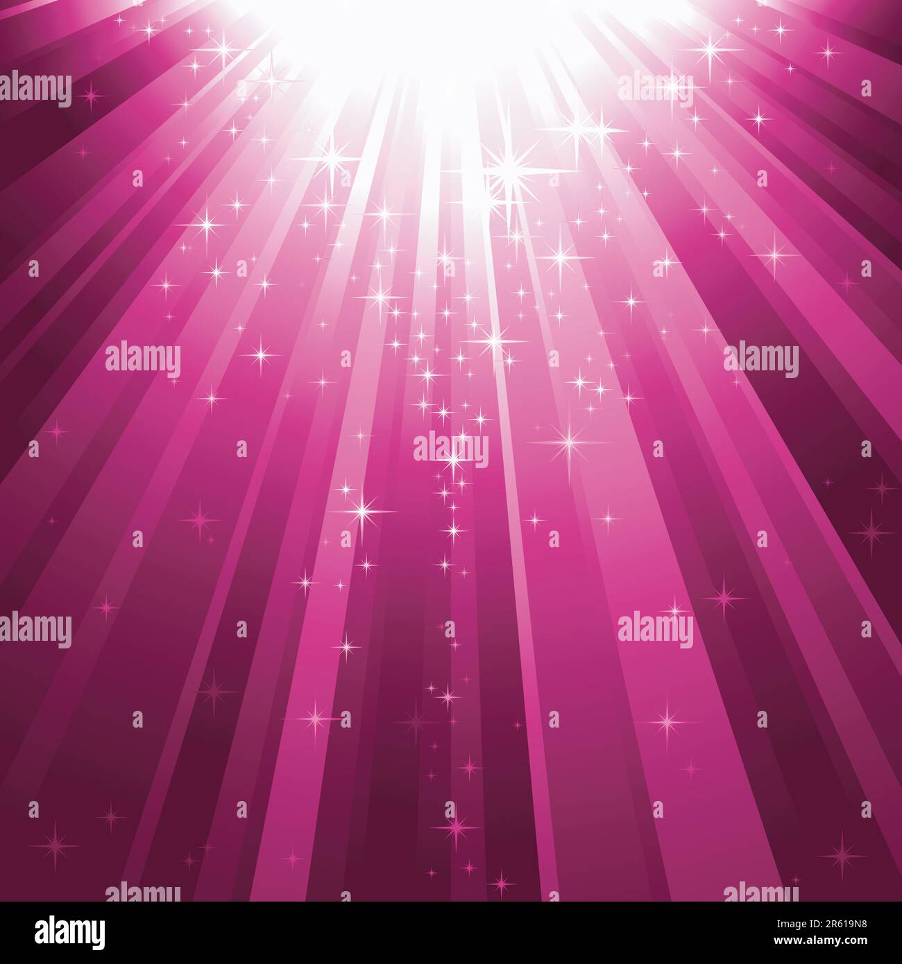 Festive square abstract background with stars descending on rays of ...