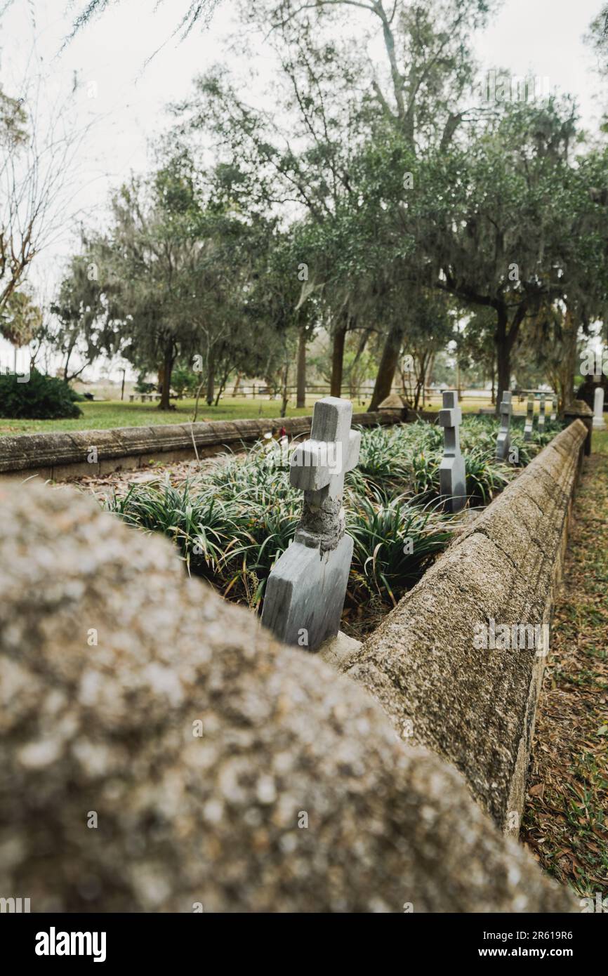 Artistic angle of historic old tombstones in a graveyard Stock Photo ...