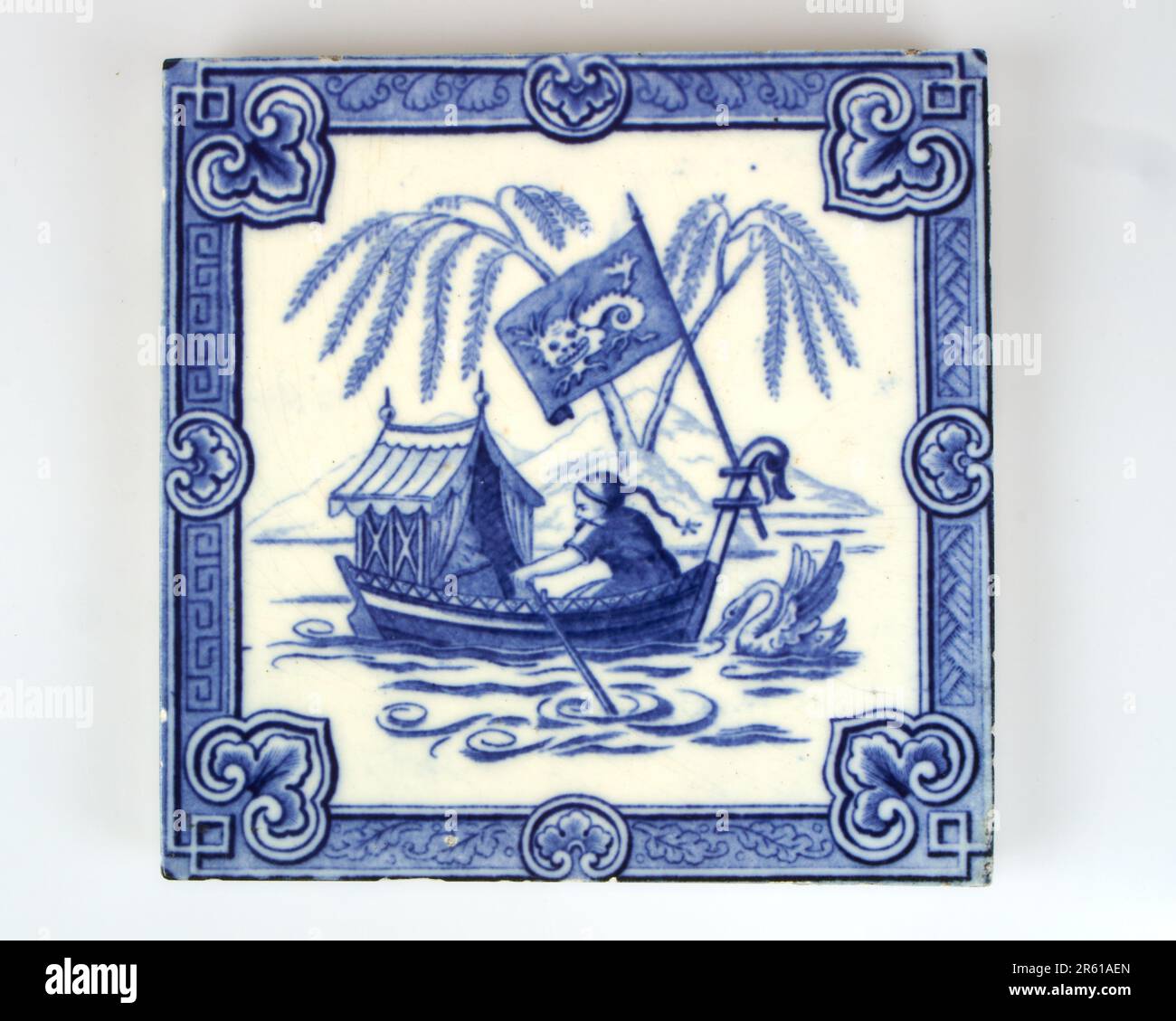 Antique 1890s Minton blue and white transfer printed Chinese fisherman ... Antique 1890s Minton blue and white transfer printed Chinese fisherman ...