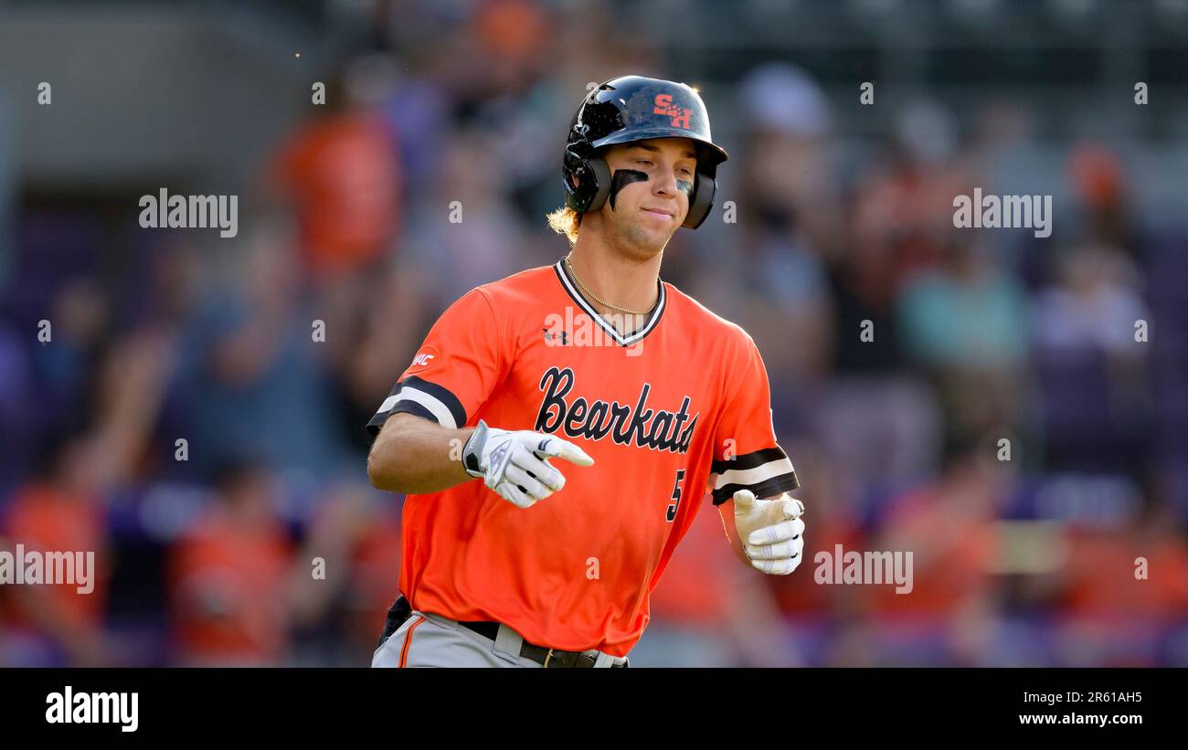 Sam Houston infielder Justin Wishkoski (5) runs during an NCAA baseball ...