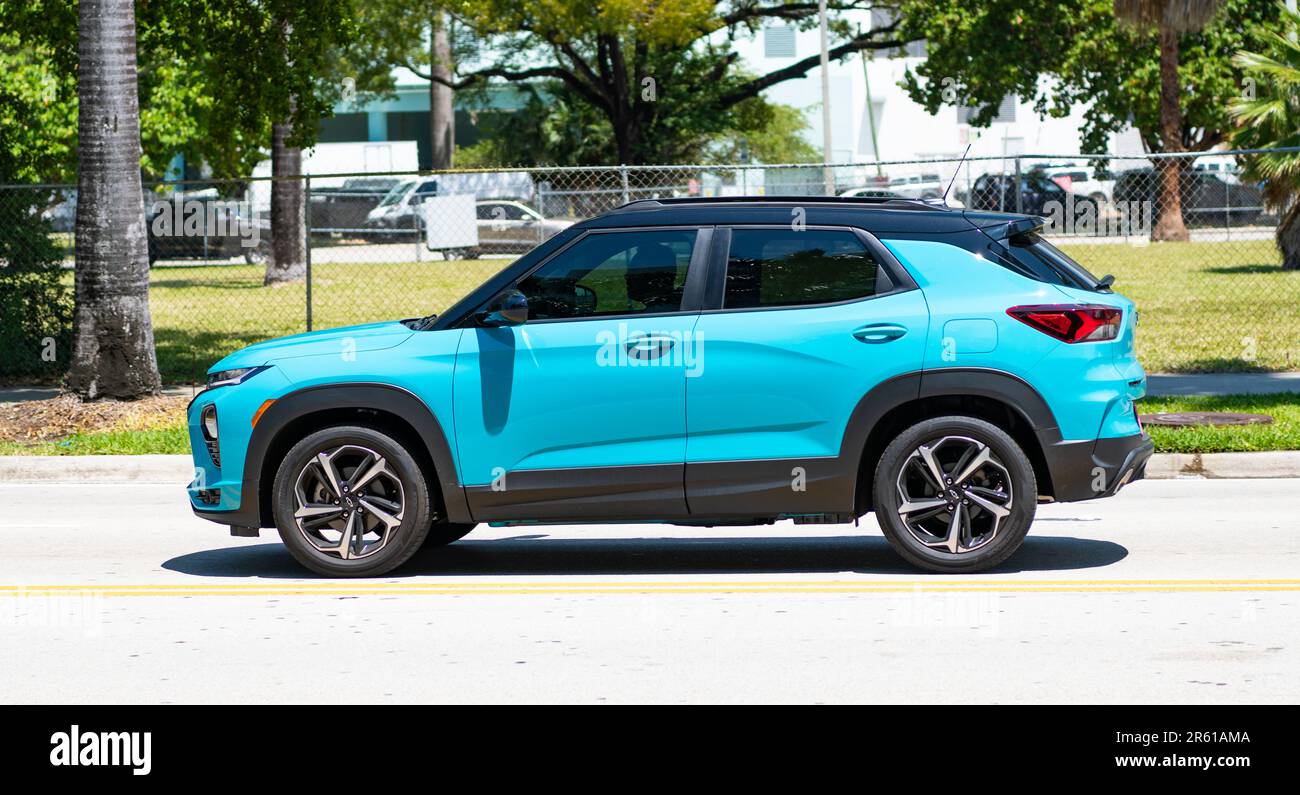 Miami Beach, Florida USA - April 15, 2021: turquoise chevrolet ...