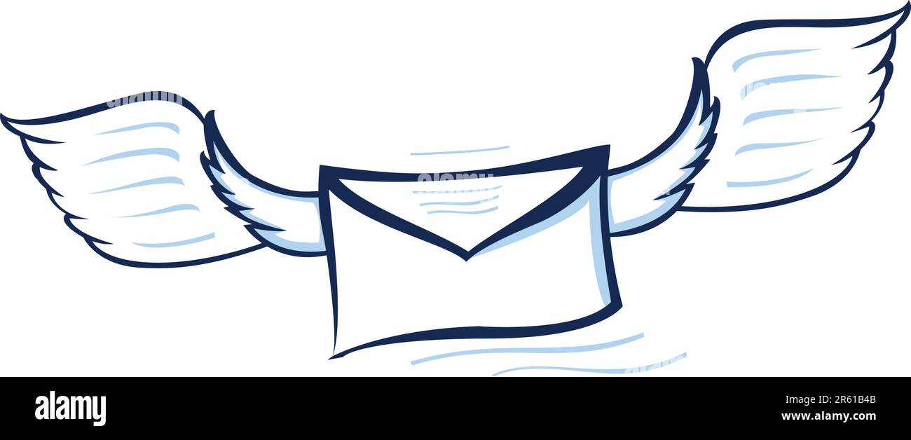 Vector illustration of a blue abstract envelope with wings Stock Vector ...