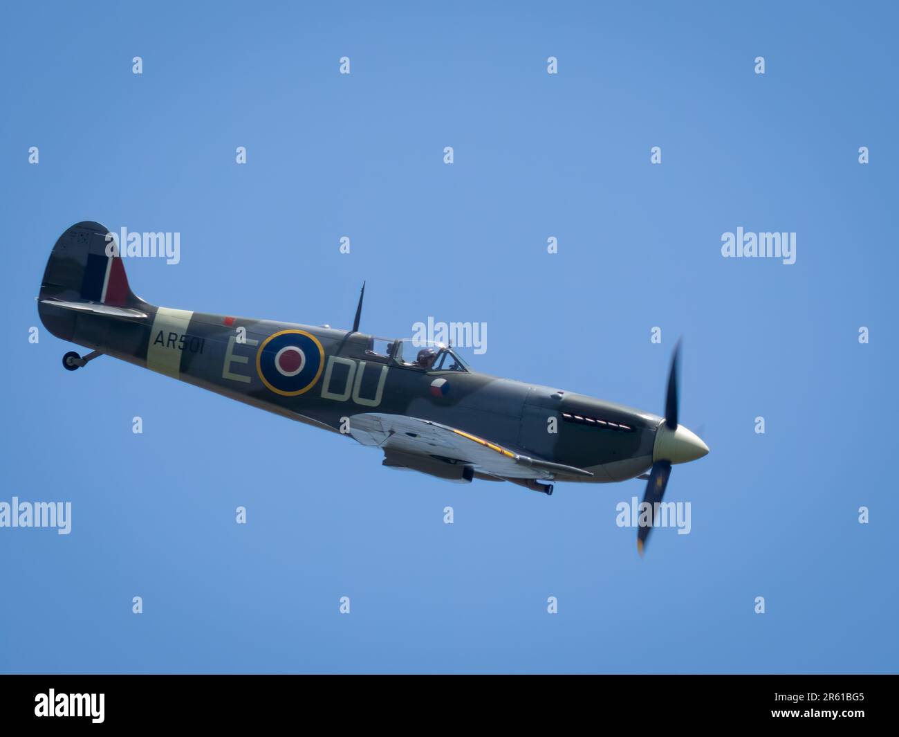 Spitfire flying at airshow hi-res stock photography and images - Alamy