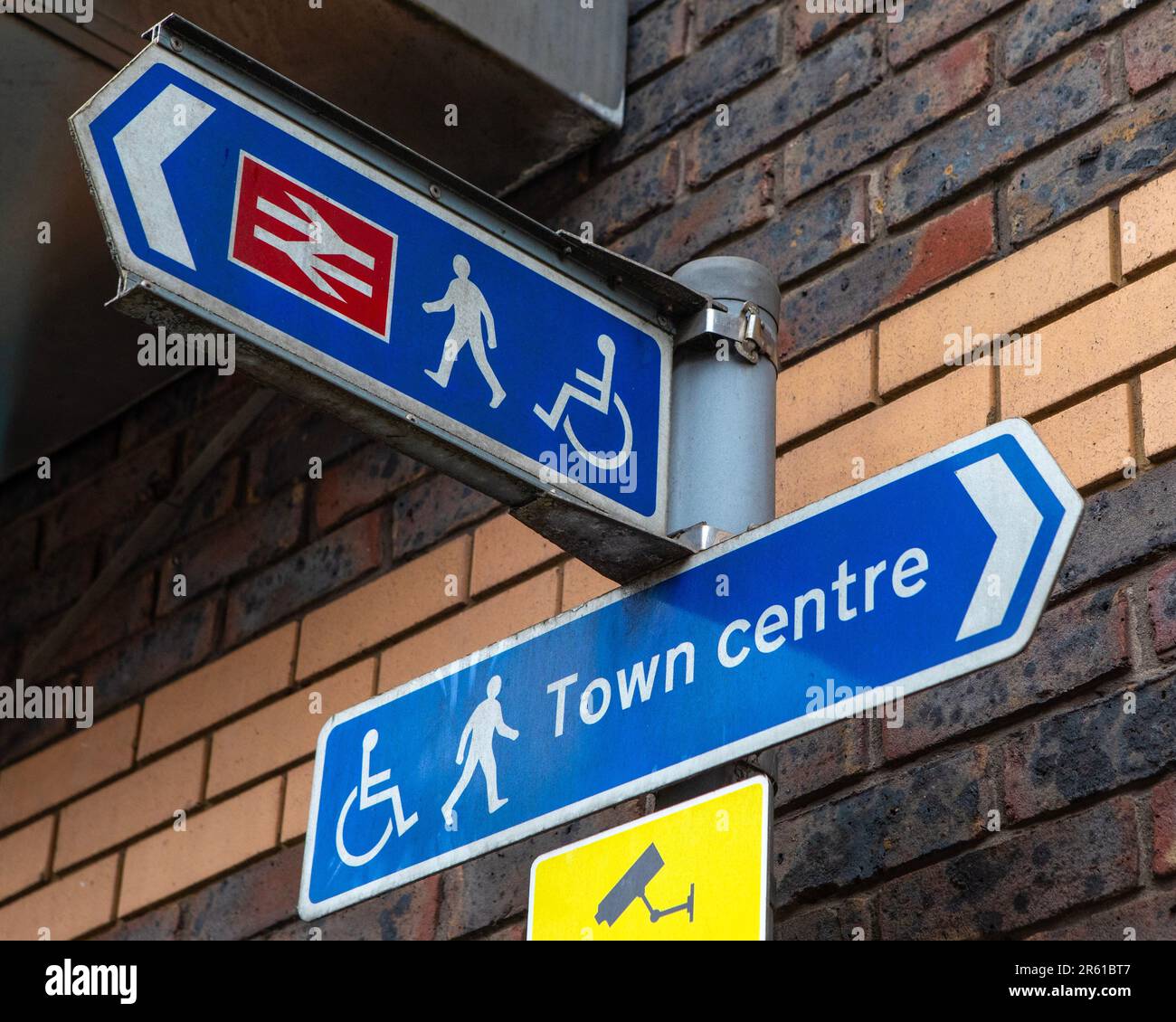 Surrey, UK - April 5th 2023: Close-up of direction signs showing the ...