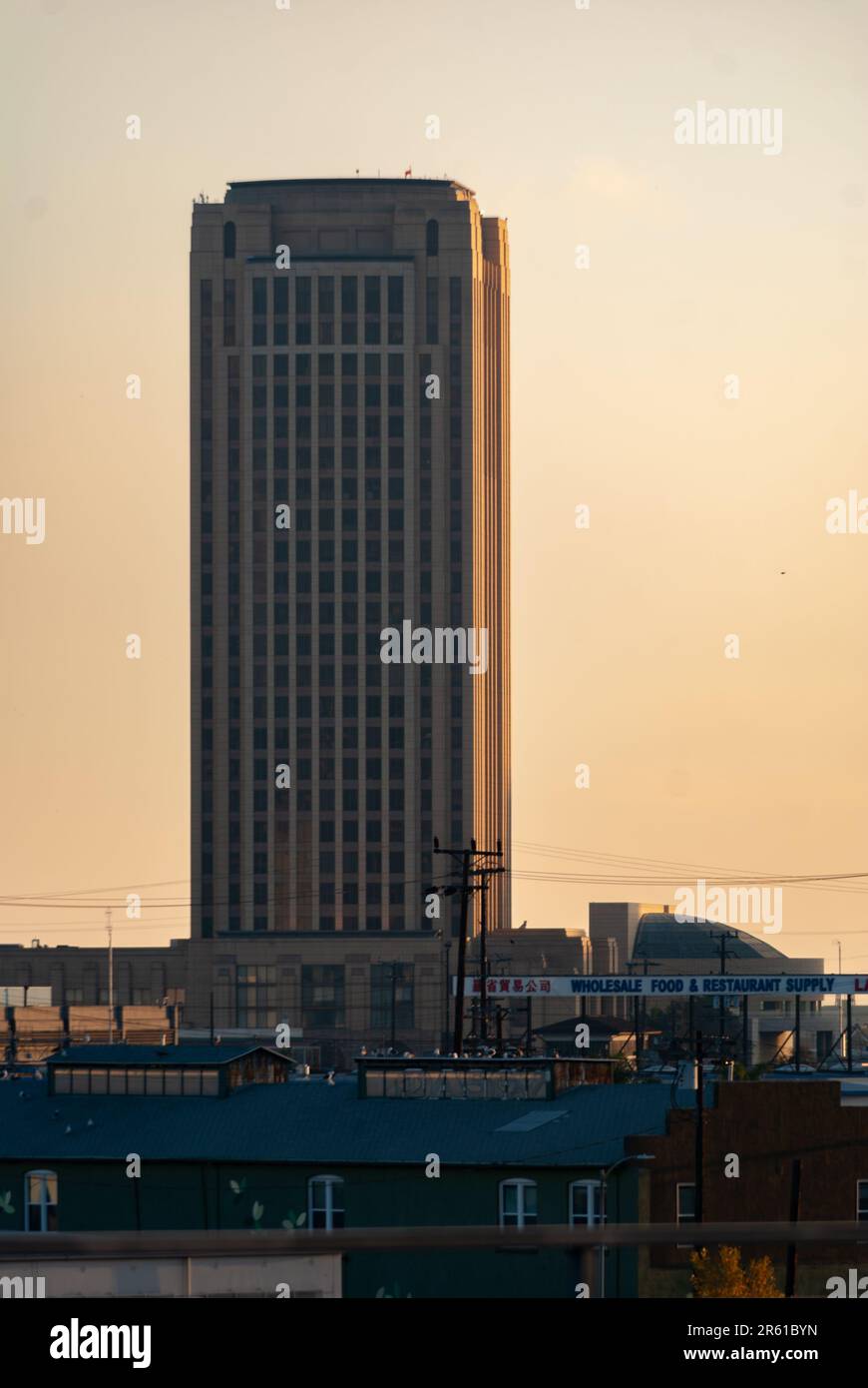 The picture captures the MTA building in Los Angeles at sunset Stock ...