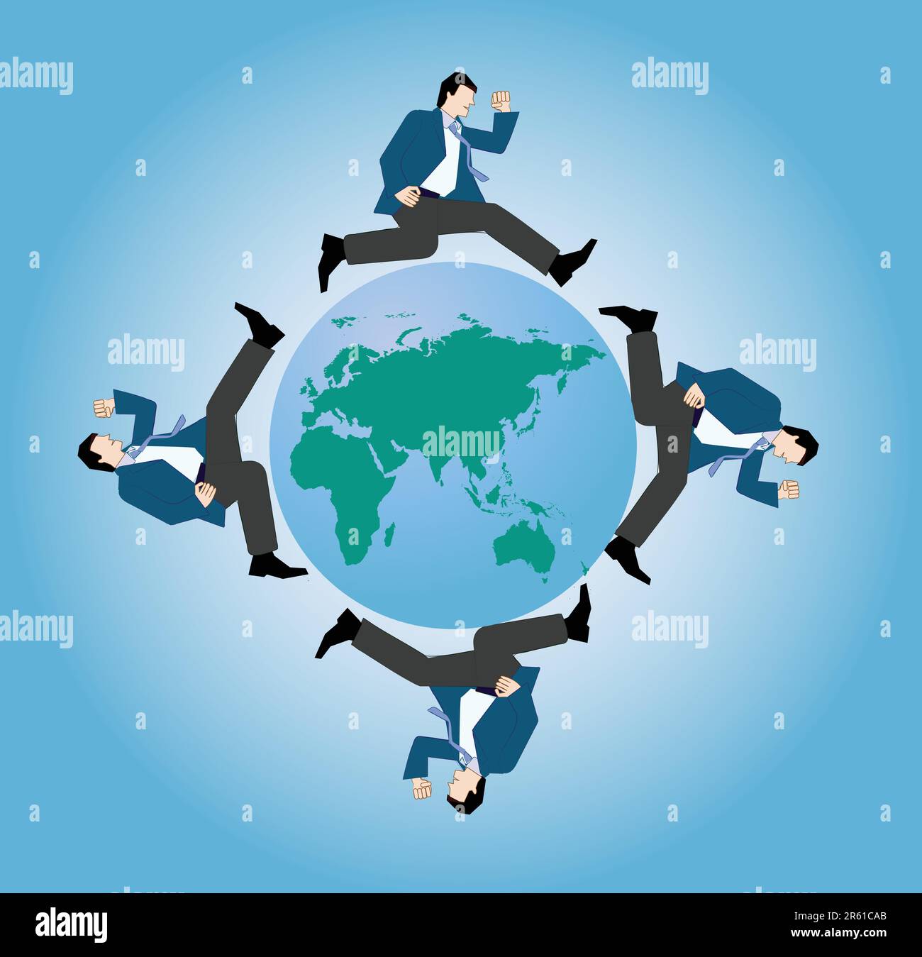 success business man running on the earth globe Stock Vector Image ...