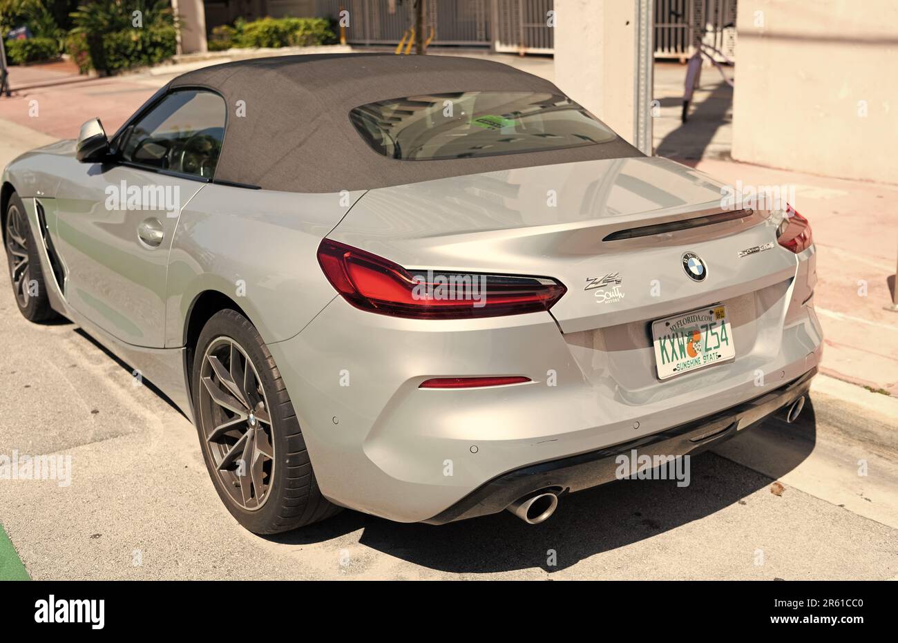 Los Angeles, California USA - April 13, 2021: silver grey bmw z4 luxury ...