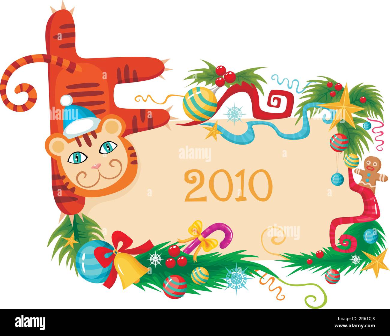 vector illustration of a cute christmas tiger Stock Vector Image & Art ...