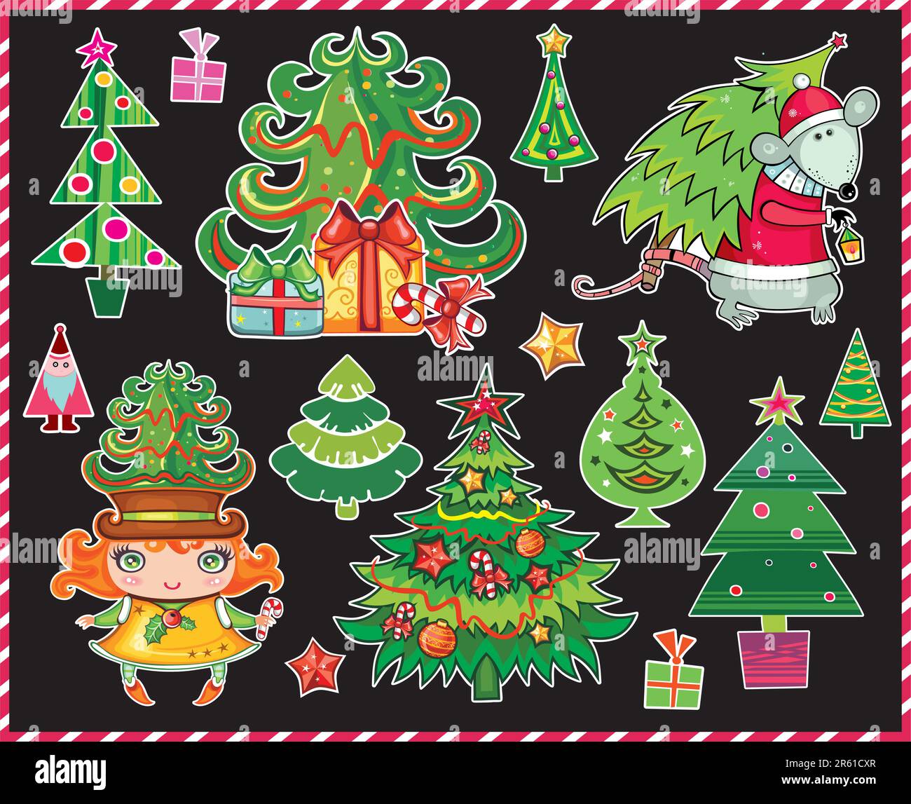 Christmas card magic trees Stock Vector Images - Alamy