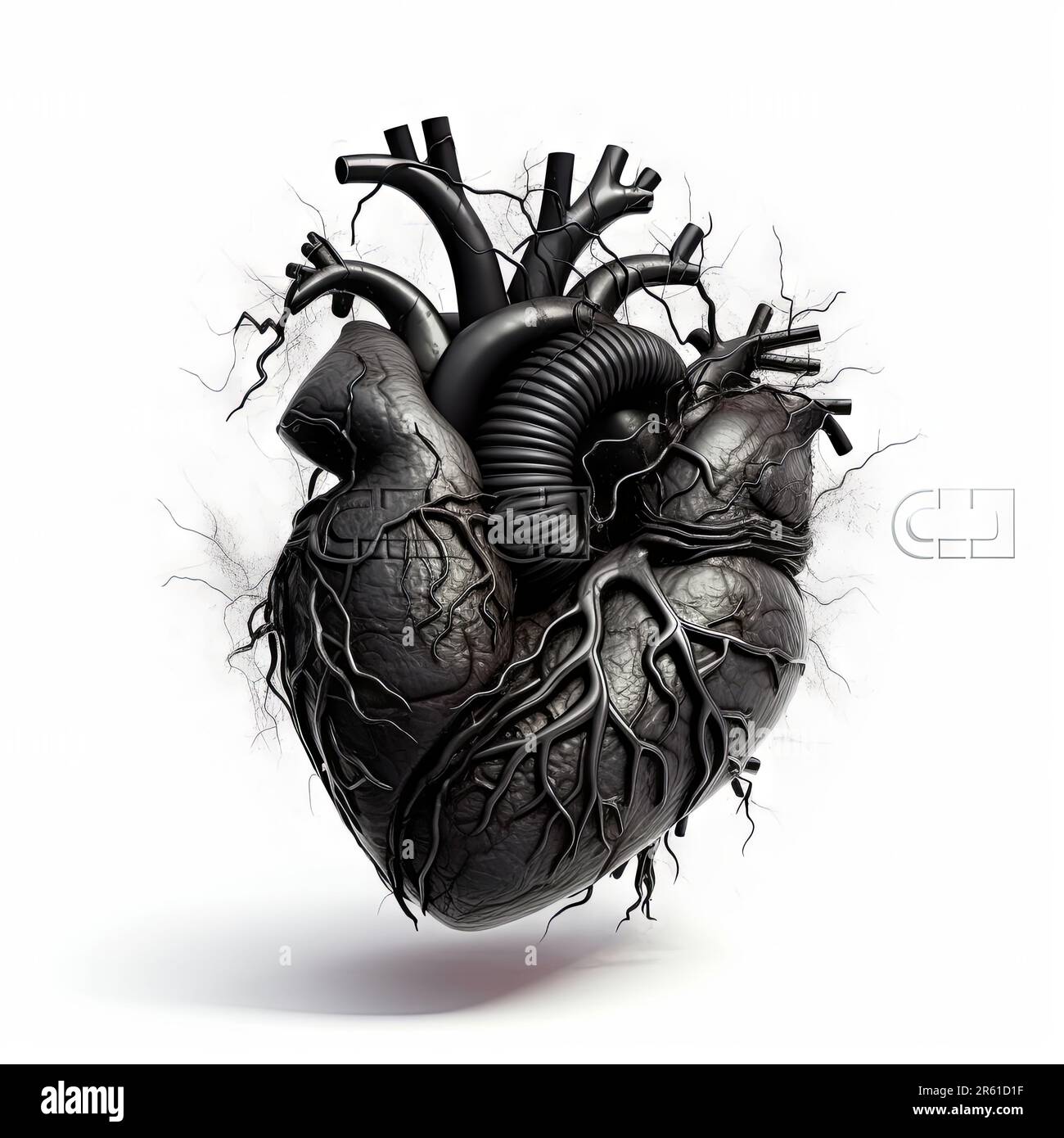 A 3D model of a human heart in a drawing style Stock Photo - Alamy