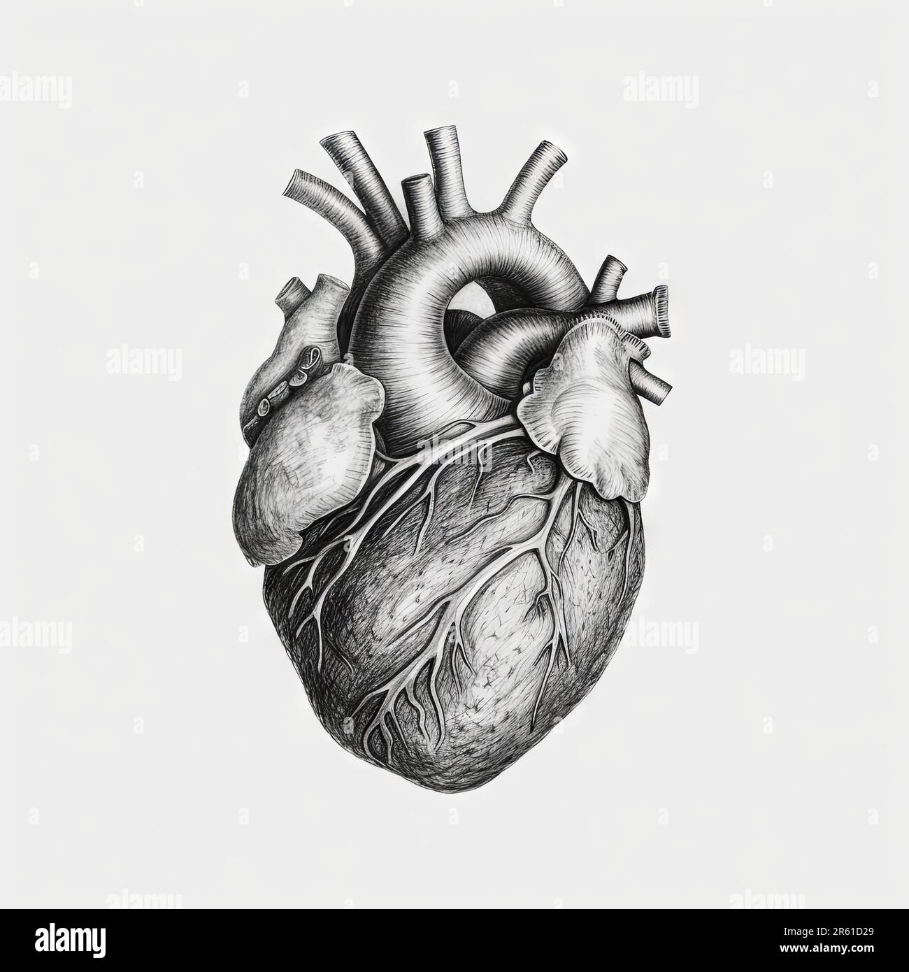A 3D model of a human heart in a drawing style Stock Photo - Alamy