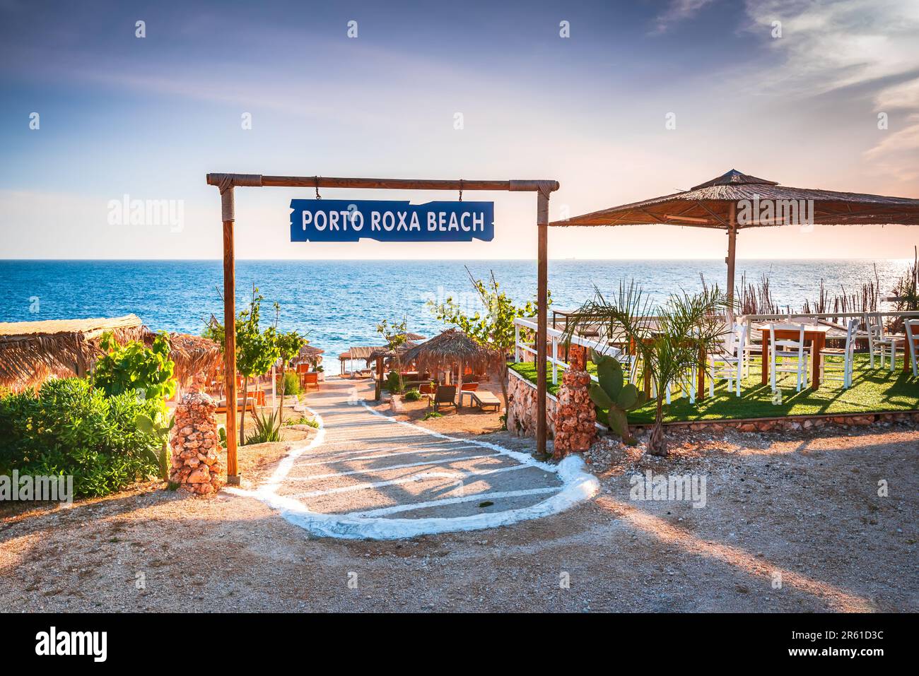 Zakynthos, Greece. Picturesque Porto Roxa rocky beach situated on west ...