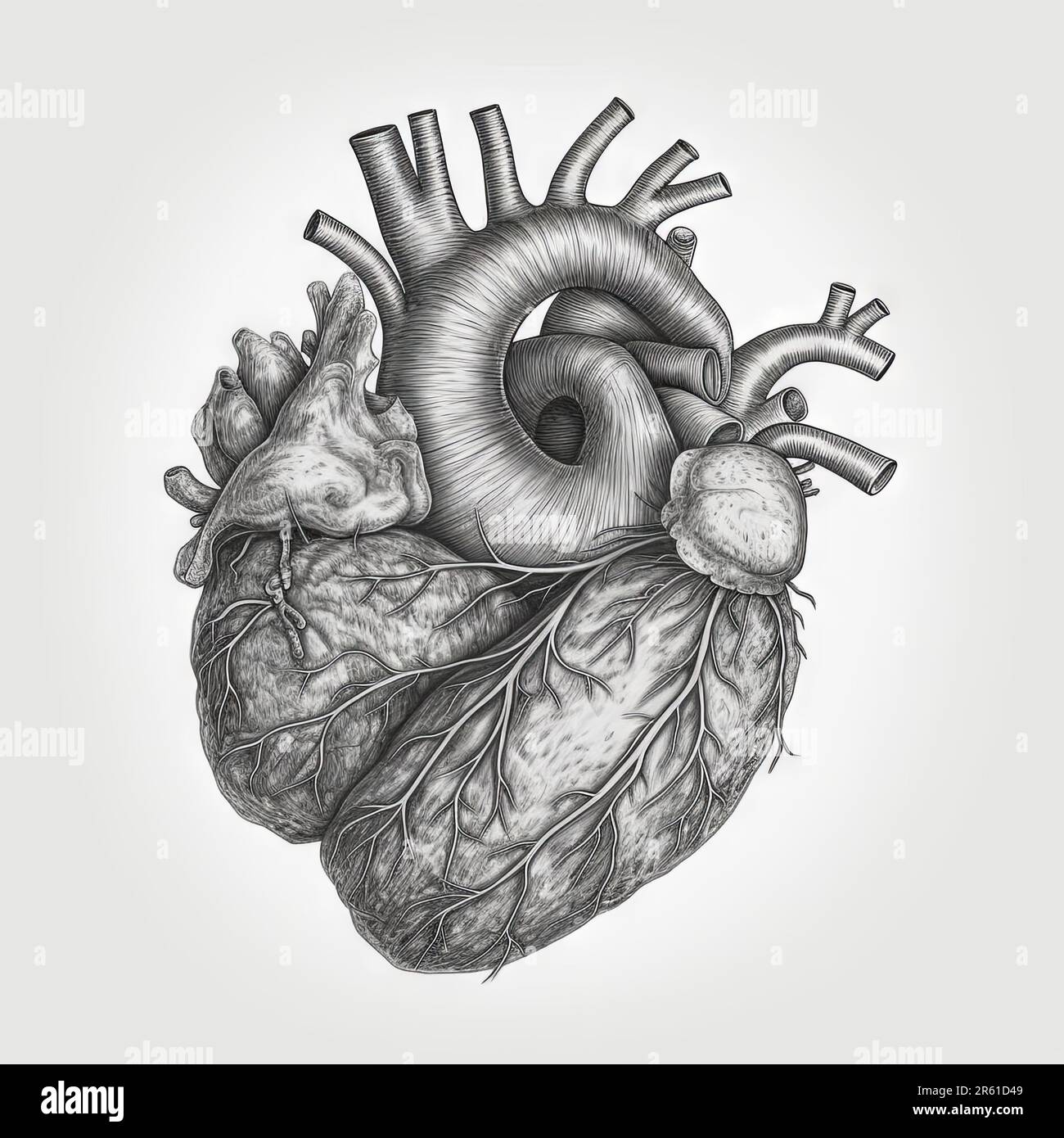 A 3D model of a human heart in a drawing style Stock Photo - Alamy