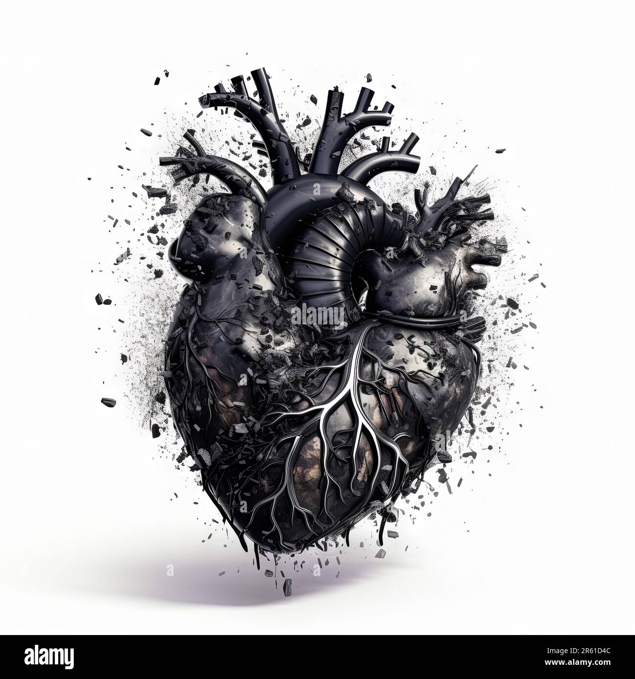 A 3D model of a human heart in a drawing style Stock Photo - Alamy