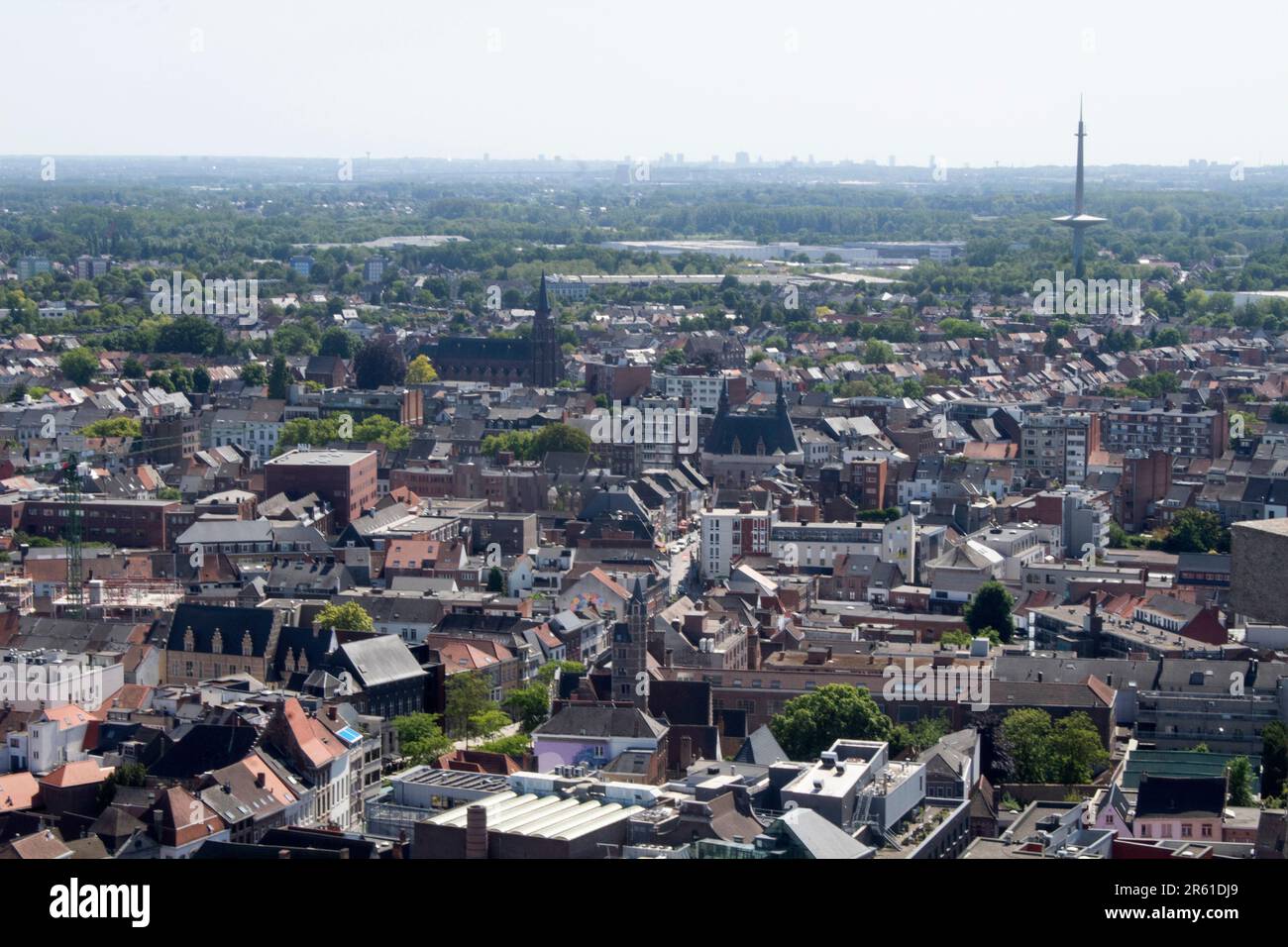 View of Mechelen from the top of the tower of St. Rumbold's Cathedral ...
