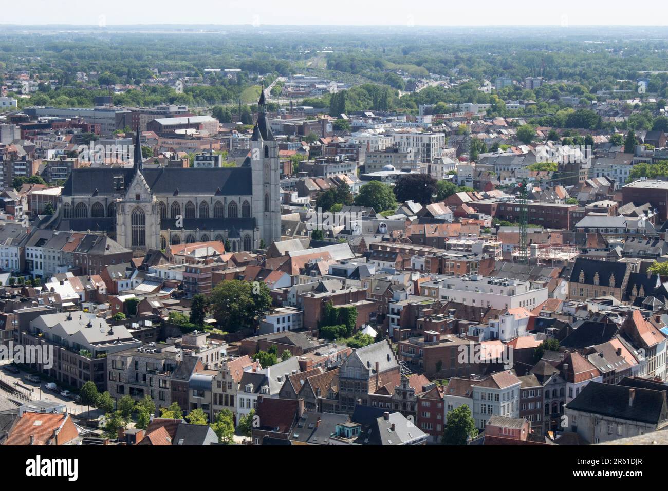 View of Mechelen from the top of the tower of St. Rumbold's Cathedral ...