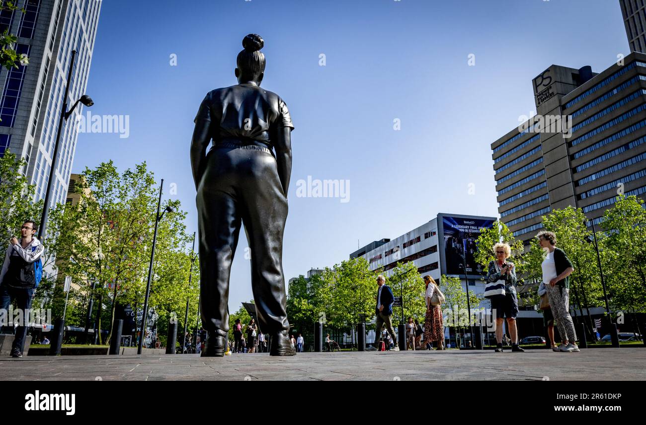 ROTTERDAM - 06/06/2023, Audience at the new Moments Contained statue in ...