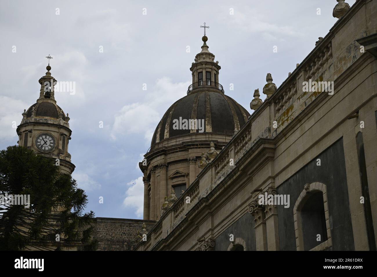 Cityscape with scenic cupola and bell tower view of the Baroque style ...