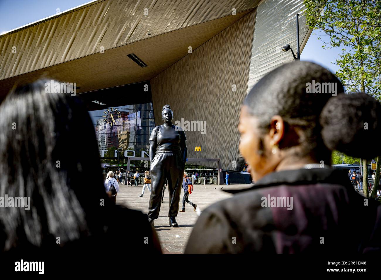 ROTTERDAM - 06/06/2023, Audience at the new Moments Contained statue in ...