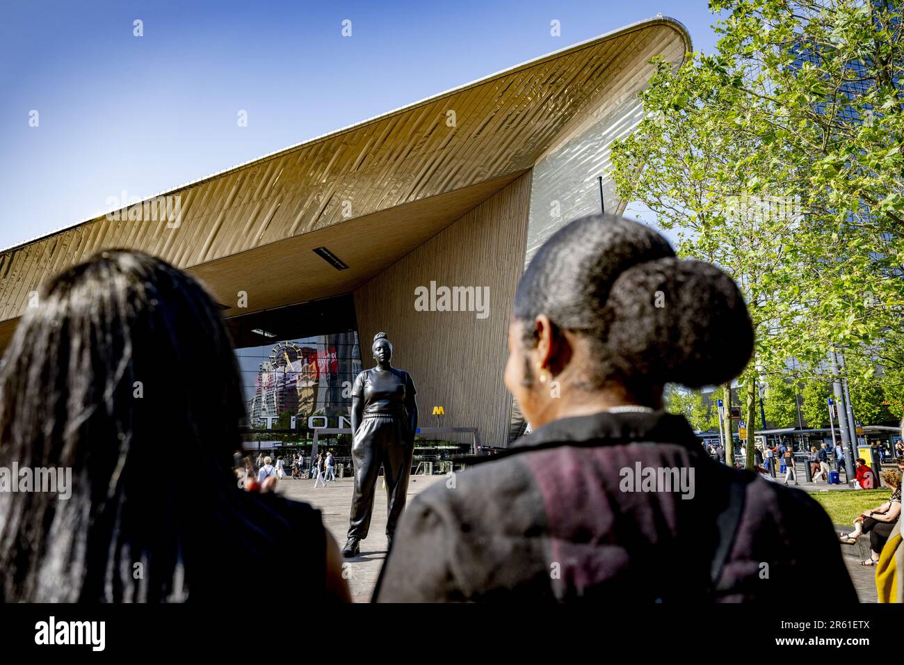 ROTTERDAM - 06/06/2023, Audience at the new Moments Contained statue in ...