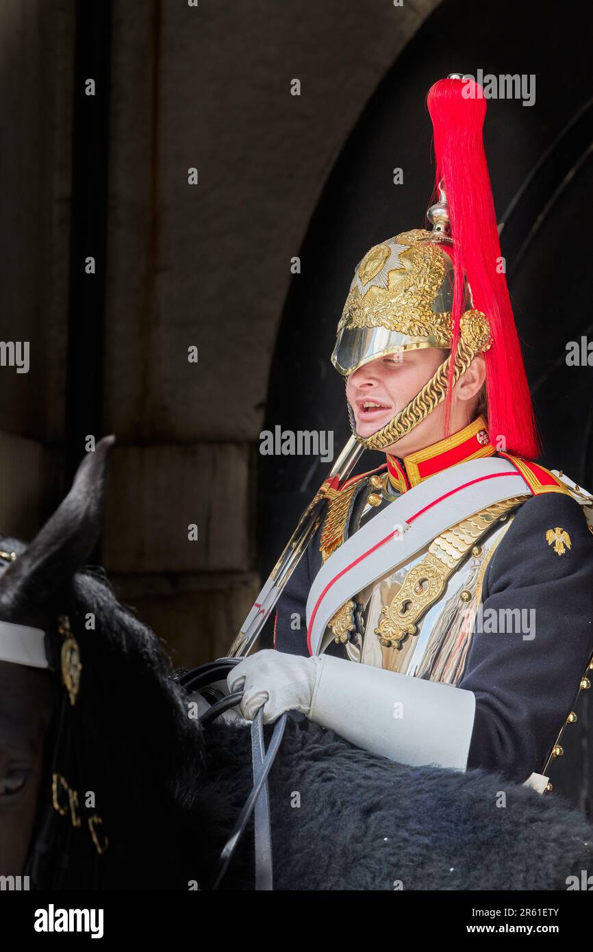 Female member of Household Cavalry Mounted Regiment on ceremonial duty ...