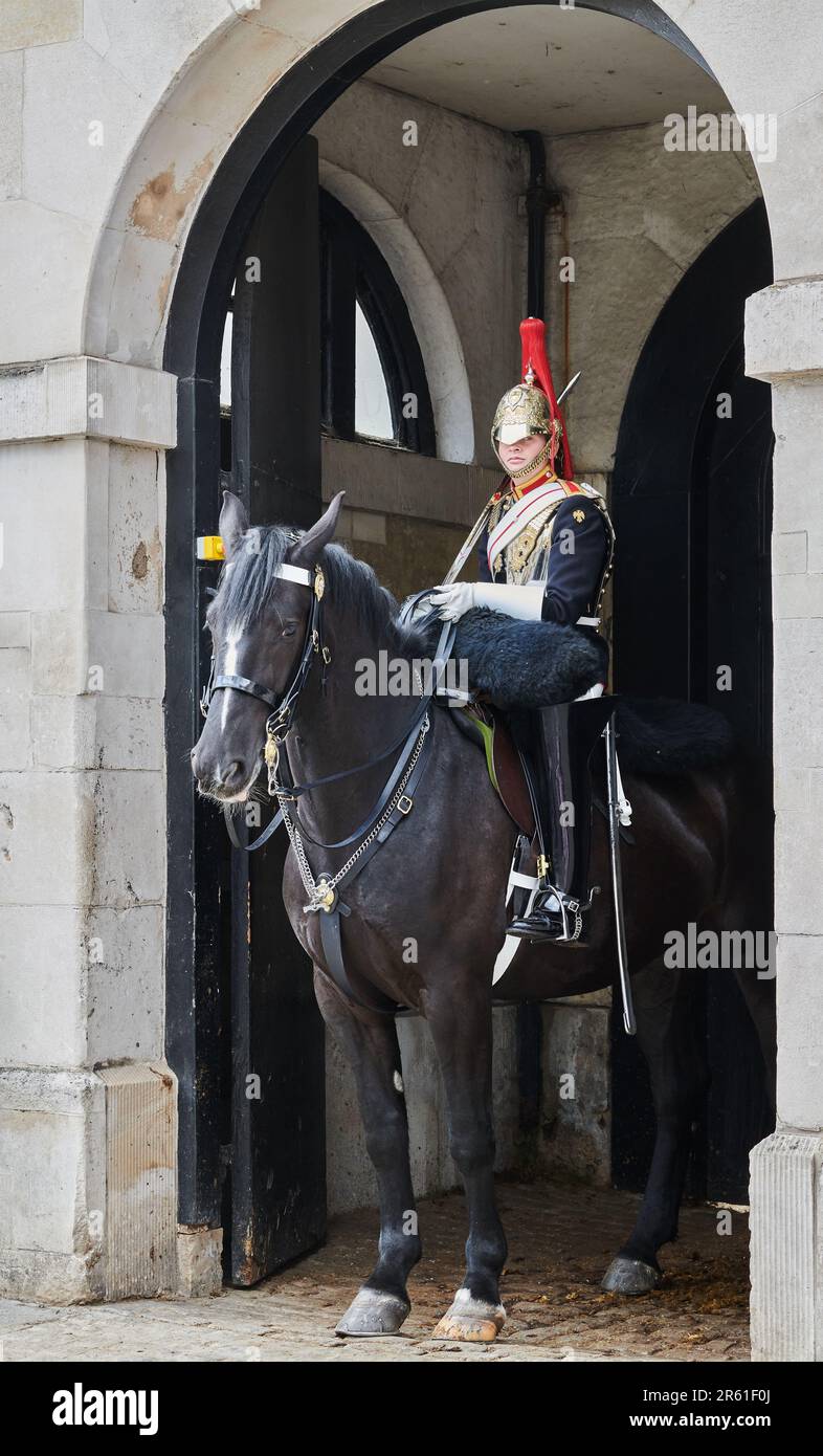 Female member of Household Cavalry Mounted Regiment on ceremonial duty ...