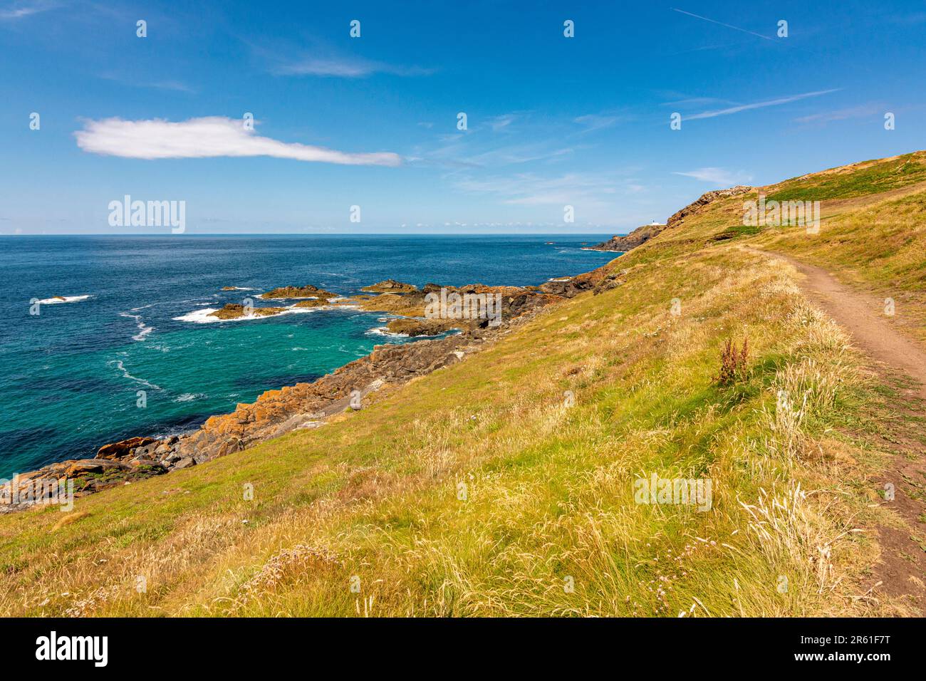 The South West Coastal Path as it makes its way along Boscaswell Cliffs ...