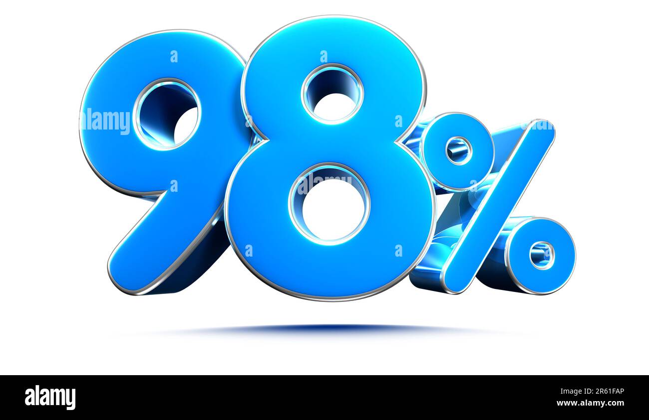 Sky blue 98 Percent 3d illustration sign on white background have work ...