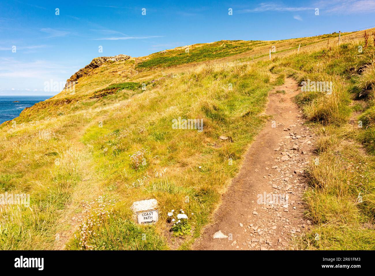 The South West Coastal Path as it makes its way along Boscaswell Cliffs ...