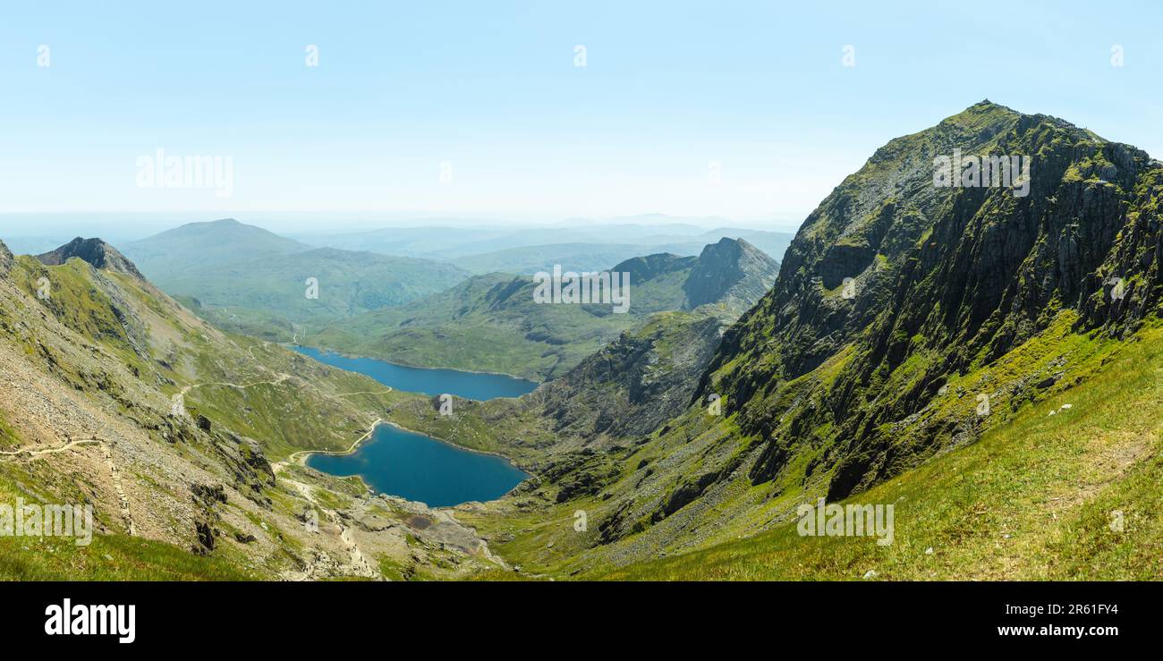View from Snowdon looking east towards Crib Goch. The summit is on the ...