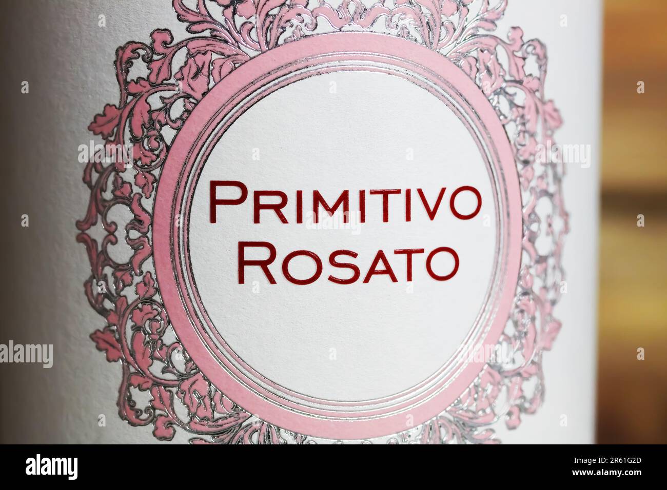Viersen, Germany - May 9. 2023: Closeup of Passo Lungo primitivo rosato ...