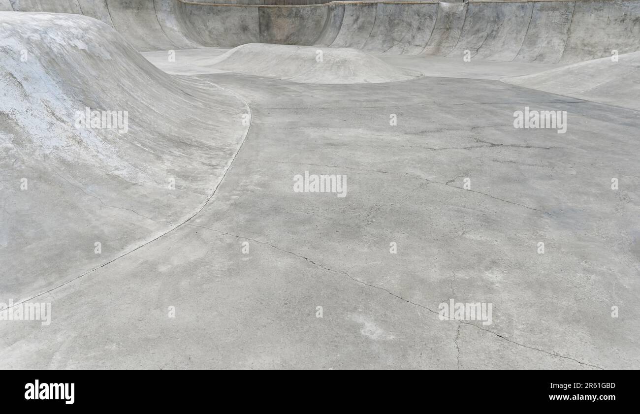 Skate park ramps at the recreation park. Free skate park. No people ...