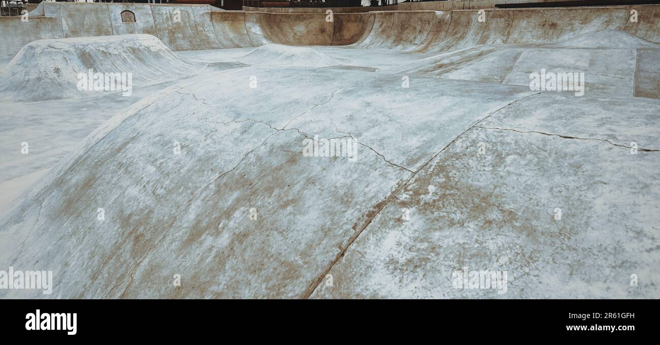 Skate park ramps at the recreation park. Free skate park. No people ...